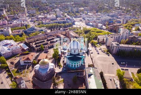 Aerial view of city of Kursk with bulidings and church Stock Photo - Alamy