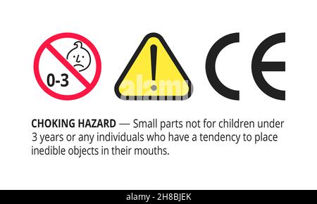 Not suitable for children under 3 years choking hazard forbidden sign sticker isolated on white ...