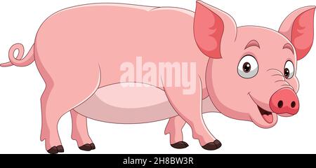 Cartoon funny pig on white background Stock Vector Image & Art - Alamy