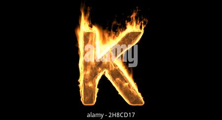 Letter K. Fire and smoke alphabet over black background Stock Photo - Alamy