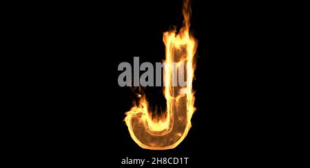 Fiery font. Letter J. Illustration on black background Stock Photo - Alamy