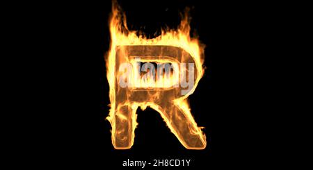 Letter R. Fire and smoke alphabet over black background Stock Photo - Alamy