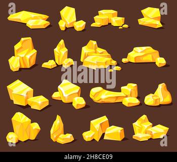 Gold rock boulder. Natural shape golden stone. vector illustration ...