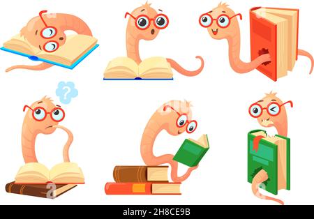 Bookworm Caterpillar Worm in Book Stock Vector Image & Art - Alamy