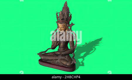 3d illustration - Tibetan Buda statue on green screen Stock Photo - Alamy