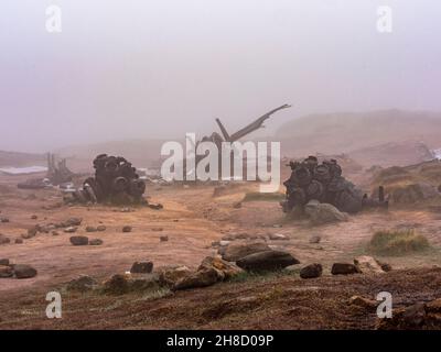 The wreckage of a US Air Force aircraft which crashed here in 1945, at ...
