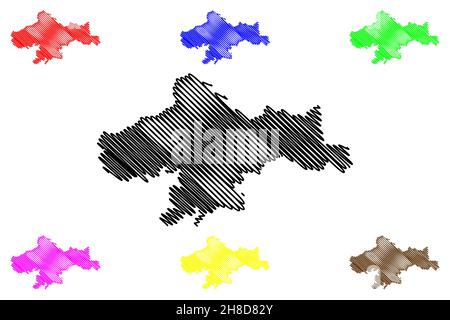 Jammu district (Jammu and Kashmir union territory, Republic of India) map vector illustration ...