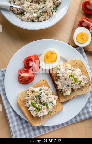 Smoked whitefish paste with mayonnaise, egg and chives Stock Photo - Alamy
