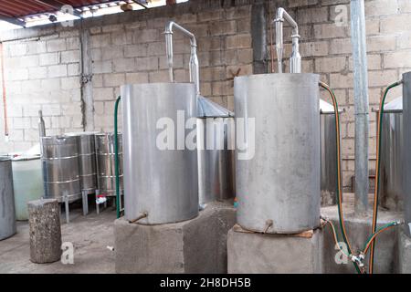 Containers in the artisan tequila factory in Tequila Jalisco Stock ...