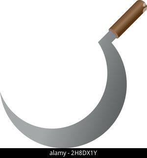 Gardening sickle hand drawn icon, outline black, doodle icon, vector ...