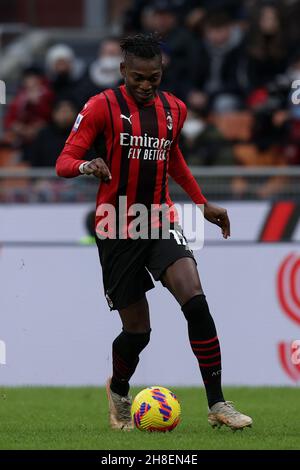 Rafael Leao of AC Milan in action during the Serie A football match ...
