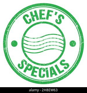 CHEF'S SPECIALS text written on blue lines stamp sign Stock Photo - Alamy