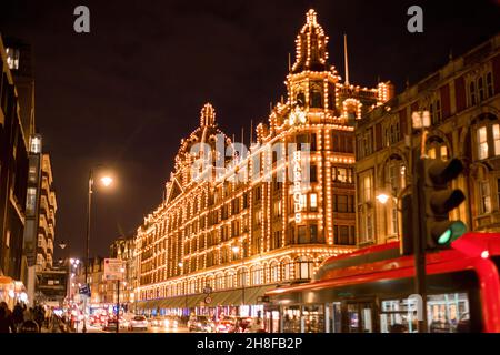 Harrods outshines the surrounding building with its facade lighting ...