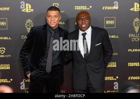 Kylian Mbappe and his father Wilfried Mbappe attend the Ballon d'Or ...