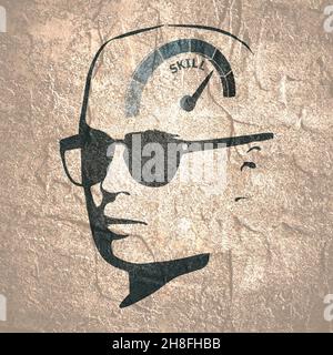 Scale with arrow. The skill level measuring device icon. Sign ...