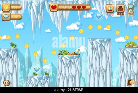 Game Template Snow Falling Scene illustration Stock Vector Image & Art ...