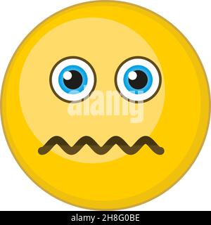 Confounded face emoji. Round yellow emoticon. Frustration symbol ...