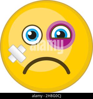 Bruised face icon. Round emoji with black eye Stock Vector Image & Art ...
