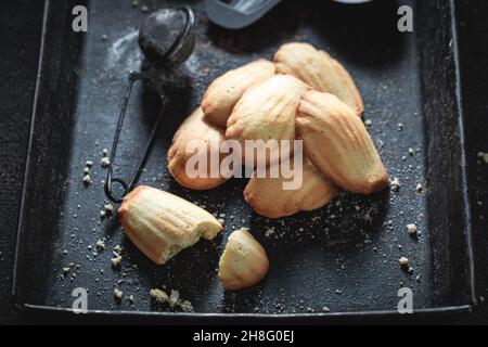 Traditionally Madeleine cookies made from basic ingredients. French ...