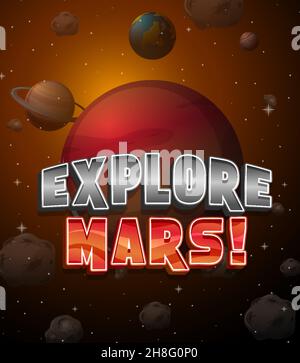 Explore Mars word logo poster illustration Stock Vector Image & Art - Alamy