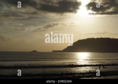 Aerial view of the Sabang Beach under a sunset sky Stock Photo - Alamy