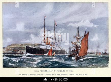 British battleship, HMS Formidable, pre-dreadnought, launched in 1898 ...