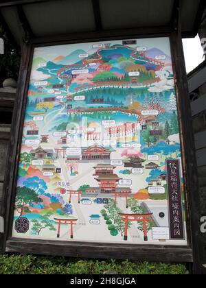 Guide map of the Fushimi Inari Taisha shrine precinct, Kyoto, Kansai ...
