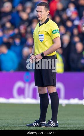 Referee David Munro during the cinch Premiership first leg play-off ...