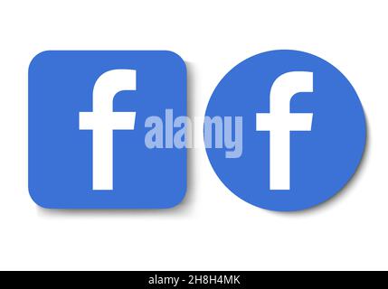 Facebook typography letter blue white icon logo art design template ...