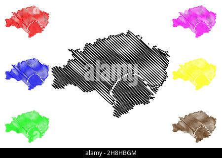 Ghazipur district (Uttar Pradesh State, Republic of India) map vector ...