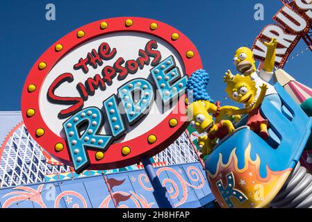 The Simpsons Ride at Universal studios Hollywood in Los Angeles. It is ...