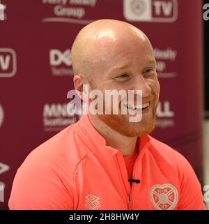 Oriam Edinburgh Scotland .UK . 30th Nov 21 Hearts Striker Liam Boyce ...