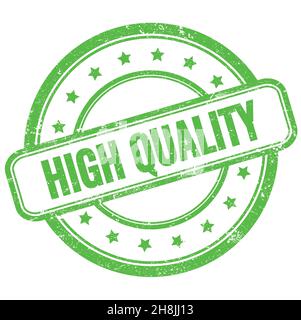 HIGH QUALITY text on green grungy rectangle stamp sign Stock Photo - Alamy