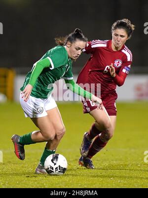 Republic of Ireland's Jessica Ziu (left) and Georgia's Natia Danelia ...