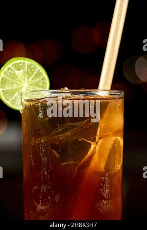 cocktail in a transparent glass with a starry black background Stock ...