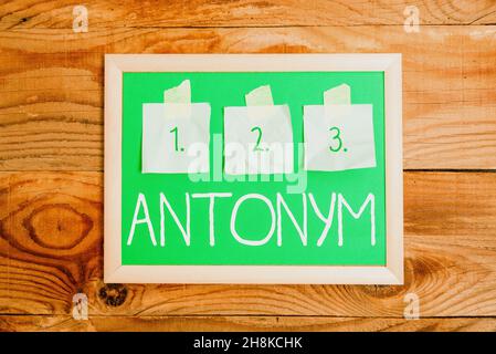 Conceptual display Antonym, Conceptual photo word or phrase whose ...