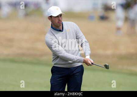 Patrick Cantlay of team USA hits his tee shot during round 2 of The ...