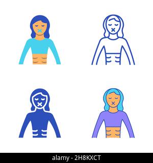 Anorexia glyph icon. Eating disorder. Underweight body mass. Slim and ...