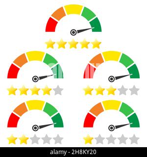 Set of customer satisfaction meter with star rating. Vector ...