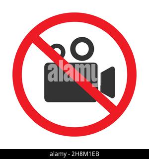Prohibition sign. TV is prohibited. Black outline drawing. Red circle ...