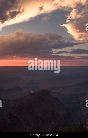 Perfect sunset with storm clouds in Grand Canyon National Park, Arizona ...