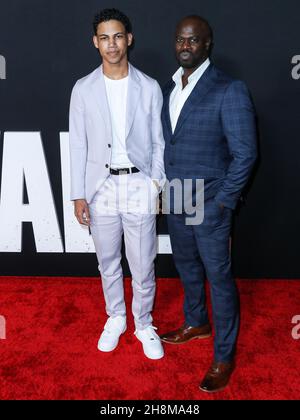 Jude Wilson and Garfield Wilson arrive at the Los Angeles premiere of "The Unforgivable" at the ...