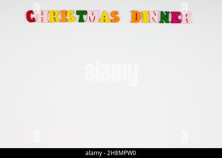 Christmas card or menu template copy space. Holiday table setting flat ...