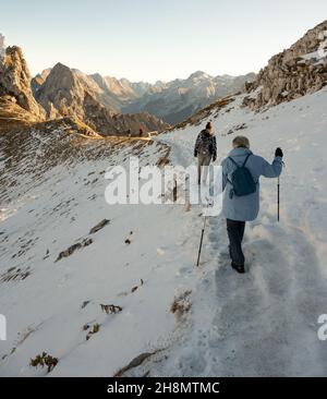 Mesmerizing view of the snowy Karwendel mountain range in Germany with ...