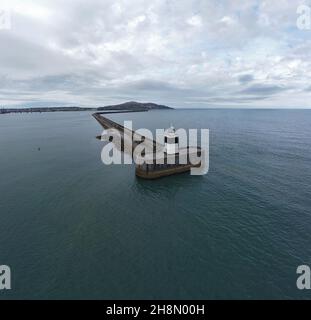 Holyhead breakwater lighthouse in Wales, United Kingdom Stock Photo - Alamy