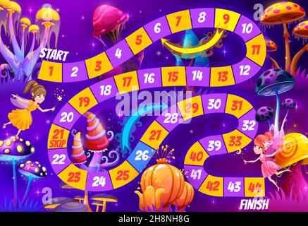 Fairytale dice board game for children with castle, witch, dragon ...