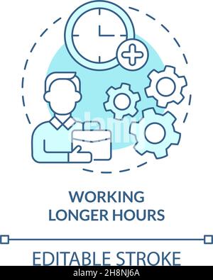 Extra hours icon logo sign vector outline in black and white color ...