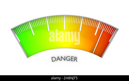 Danger level measuring scale with color indicator, 3d rendering Stock Photo - Alamy