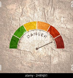 Color scale with arrow from red to green. The measuring device icon ...