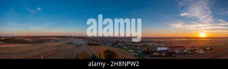 panoramic view of the village of Lubomia in Poland. Drone photography ...